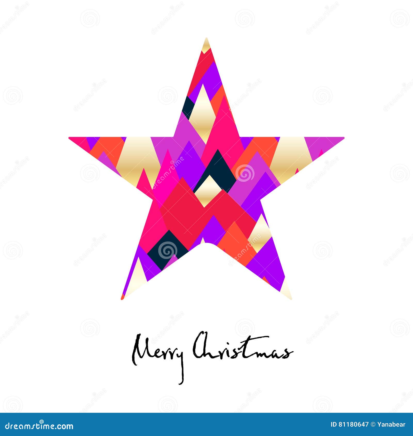 Star with Colored Triangles. Merry Christmas Card Stock Vector ...