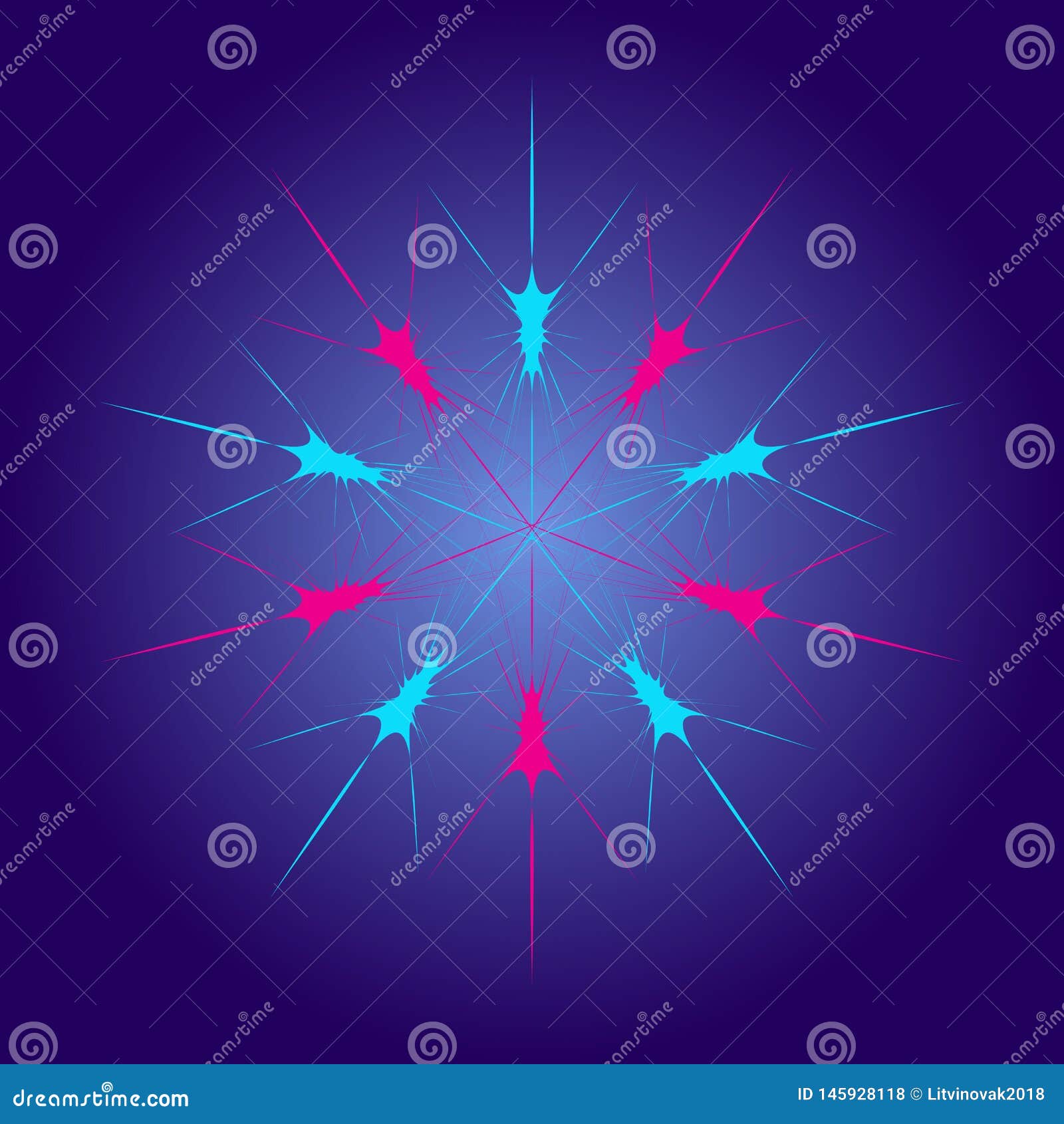 Star Complex Forms. Fireworks Isolated on Blue Background Stock ...