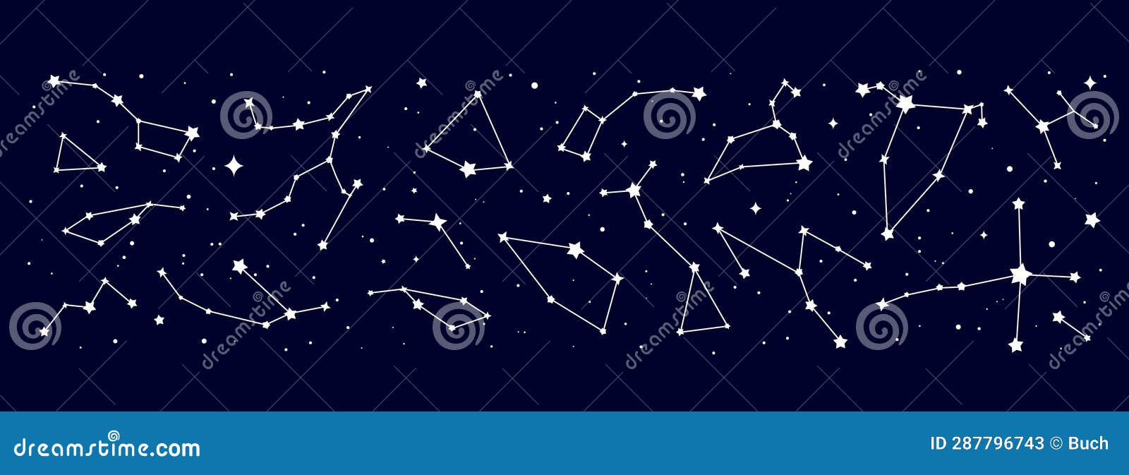 Star Constellation Border Night Sky Map, Astrology Stock Illustration ...
