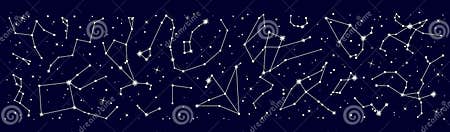 Star Constellation Border. Night Sky Map or Chart Stock Illustration ...