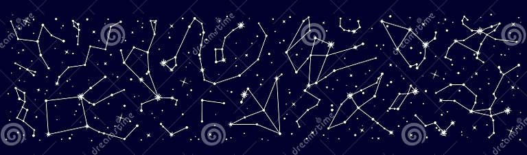 Star Constellation Border. Night Sky Map or Chart Stock Vector ...
