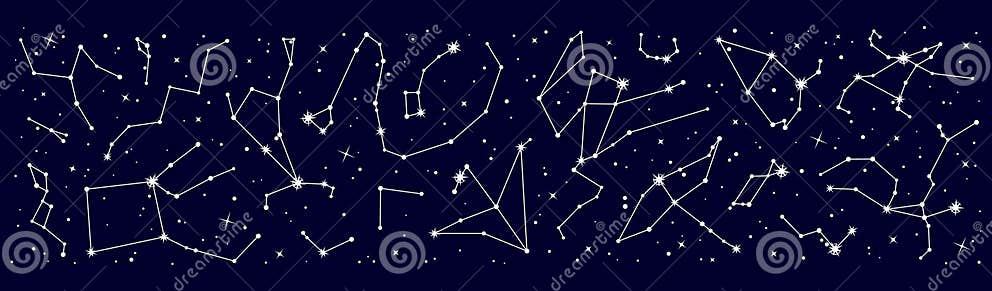 Star Constellation Border. Night Sky Map or Chart Stock Vector ...