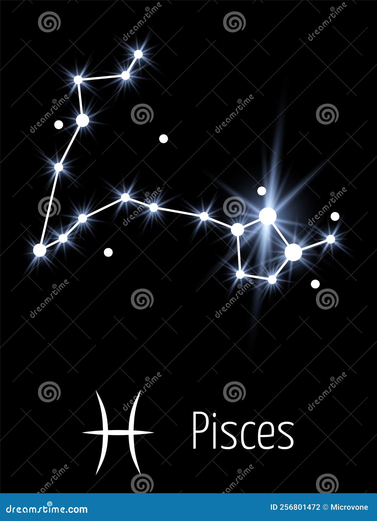Star Constellation in Dark Space. Pisces Zodiac Sign Stock Vector ...