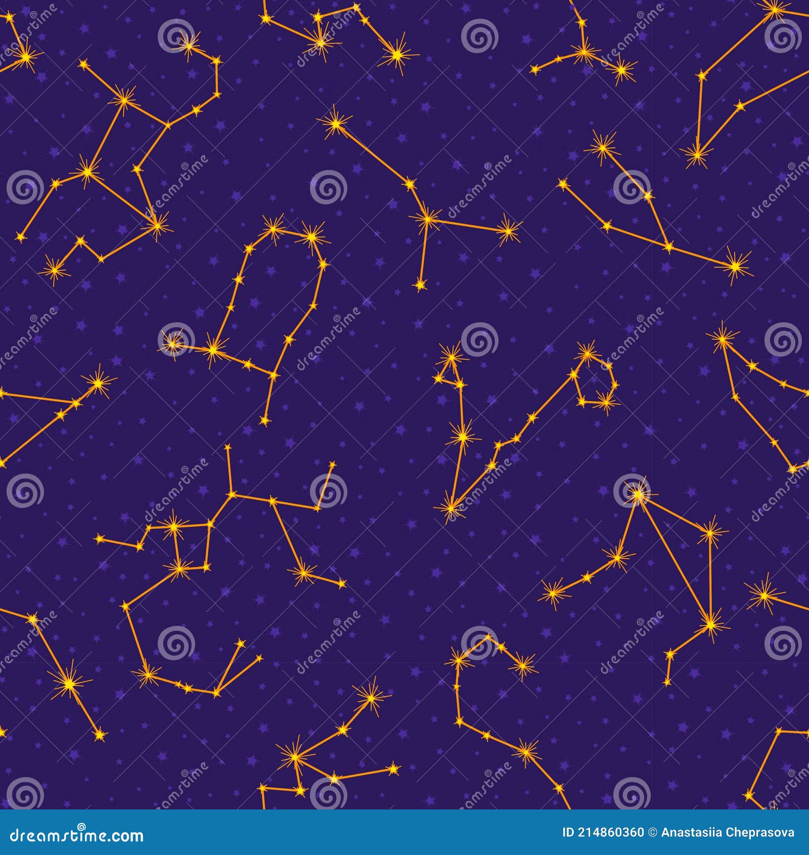 Star Constellation Seamless Pattern. Dark Blue Space Vector Background ...