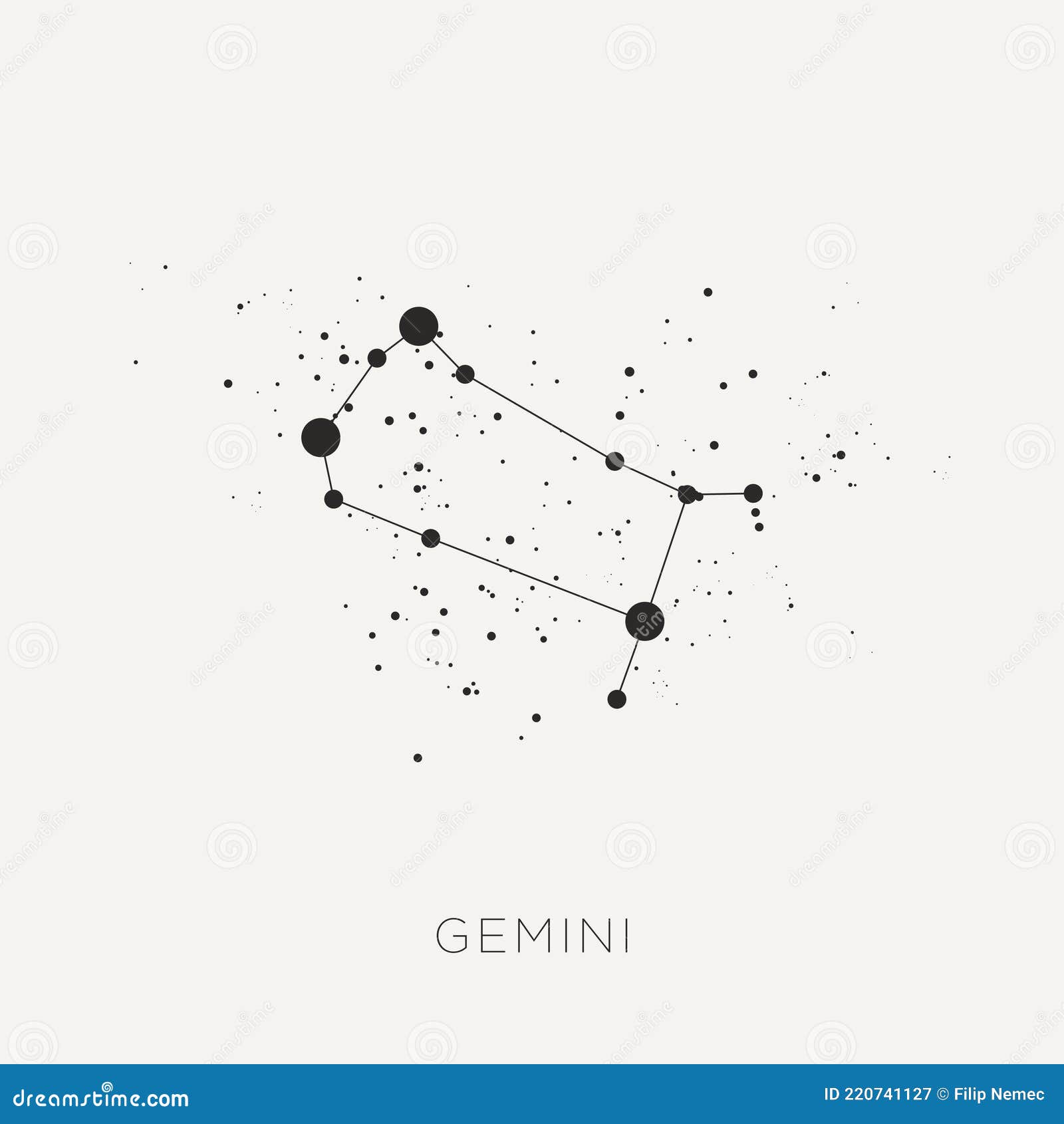 Star Constellation Zodiac Gemini Black White Vector Stock Vector ...