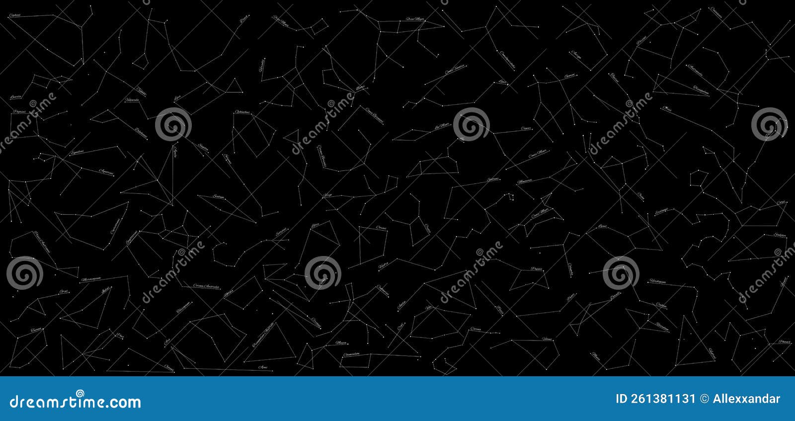 Star Constellations Map with All 88 Constellations Stock Image - Image ...