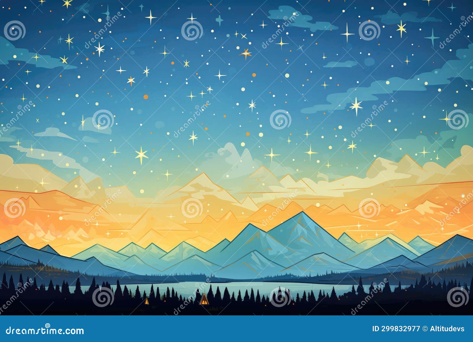 Star Constellations Over a Silhouette of Mountains Stock Image - Image ...