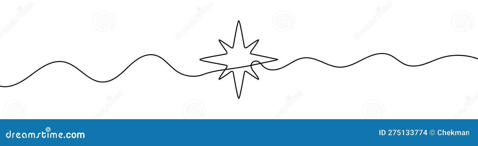 Star in Continuous Line Drawing Style. Line Art Star Icon. Abstract ...