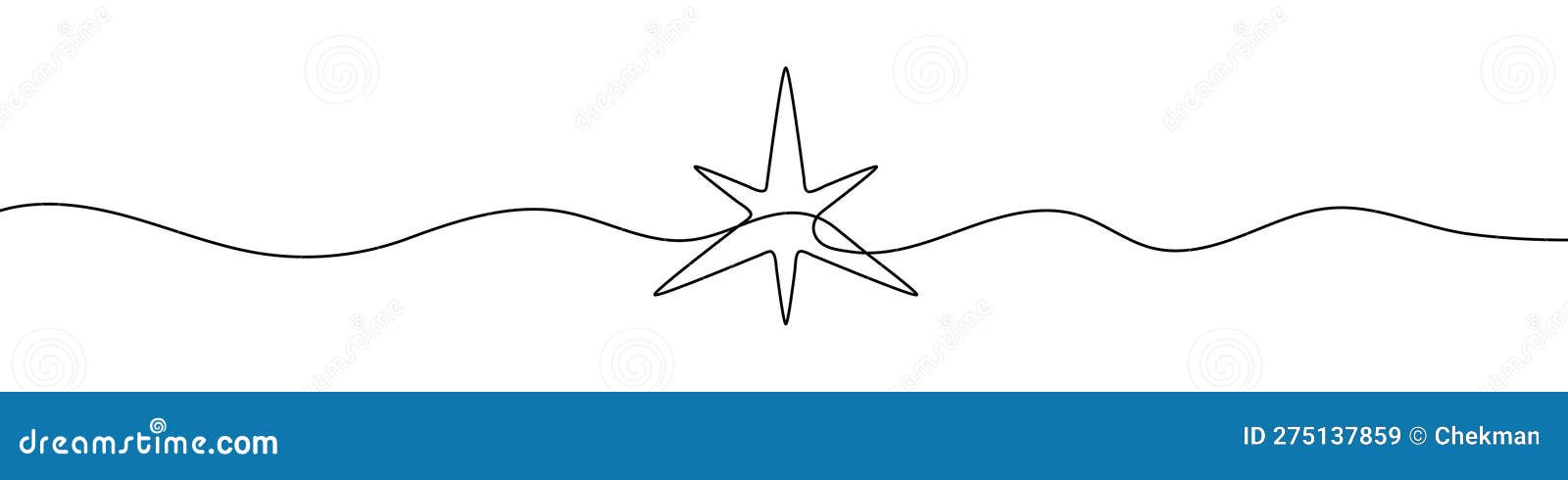 Star in Continuous Line Drawing Style. Line Art Star Icon. Abstract ...