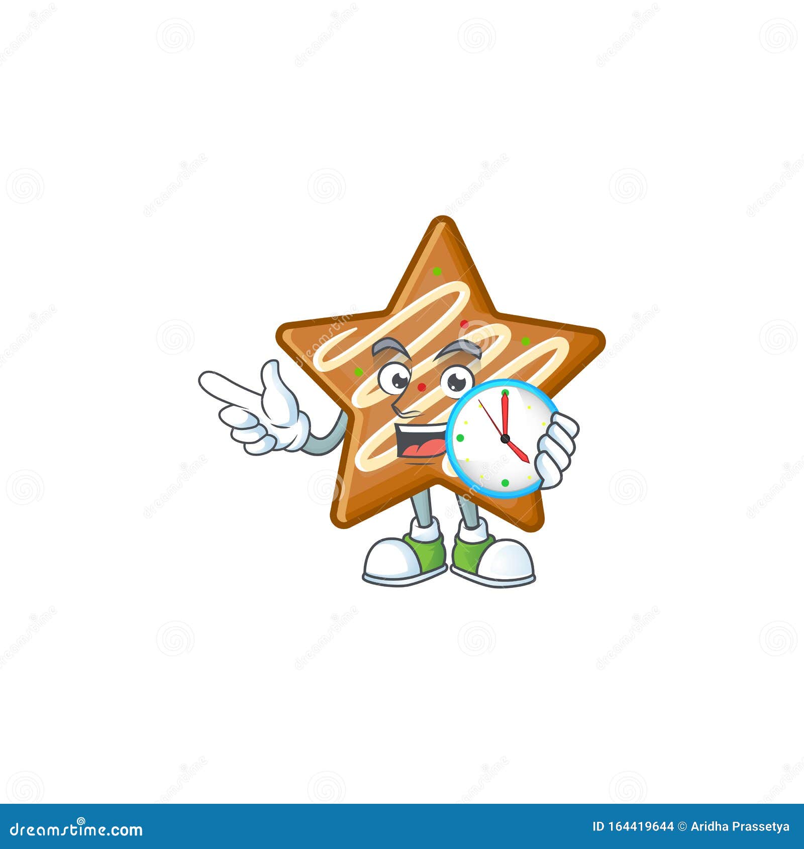 Star Cookies Cartoon with the Mascot with Bring Clock Stock Vector ...