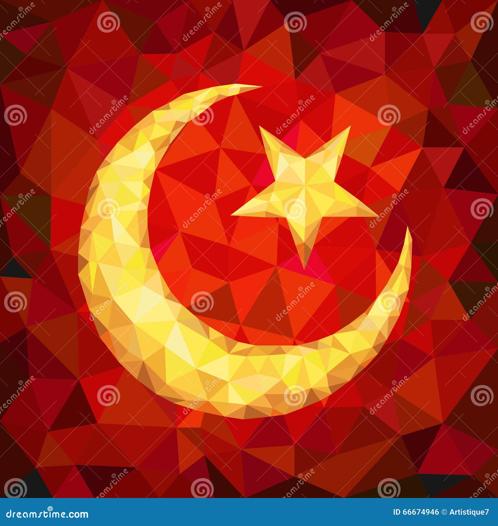 Star and Crescent Emblem of Islam in Polygons Stock Illustration ...