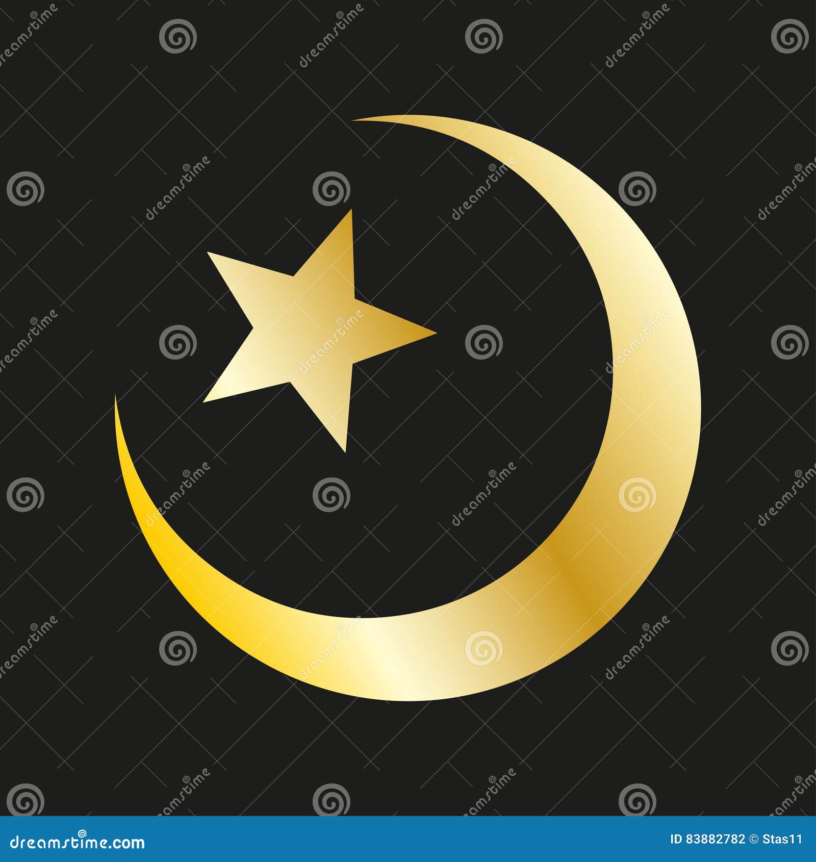 Star and Crescent in Gold. Islamic Symbol Stock Vector - Illustration ...