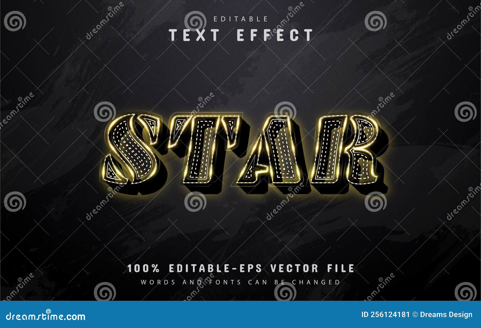 Star 3d Text Effect Editable Stock Vector - Illustration of signage ...