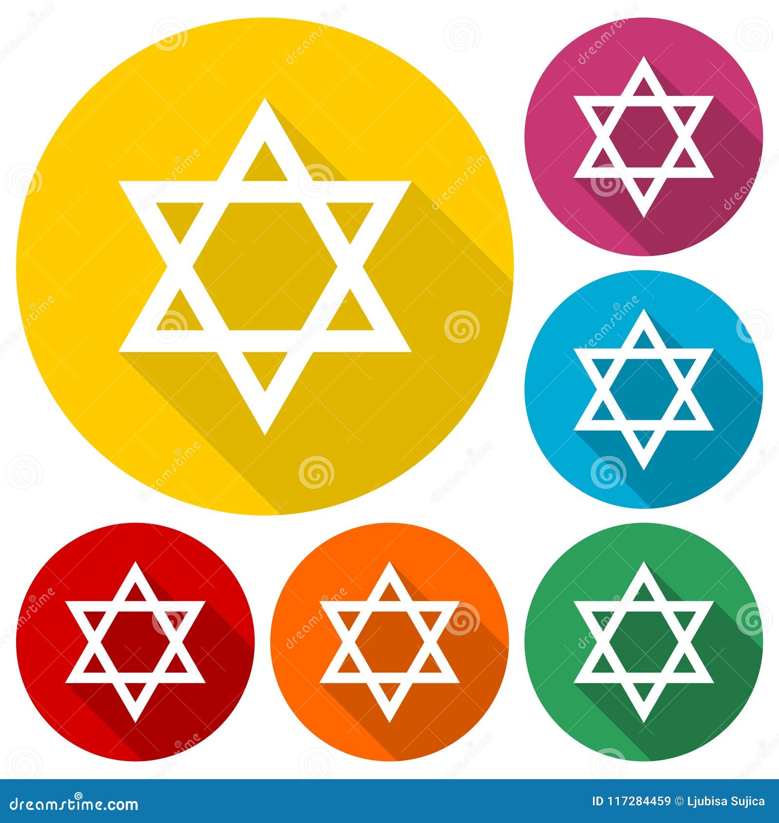 Star of David Icons Set with Long Shadow Stock Vector - Illustration of ...