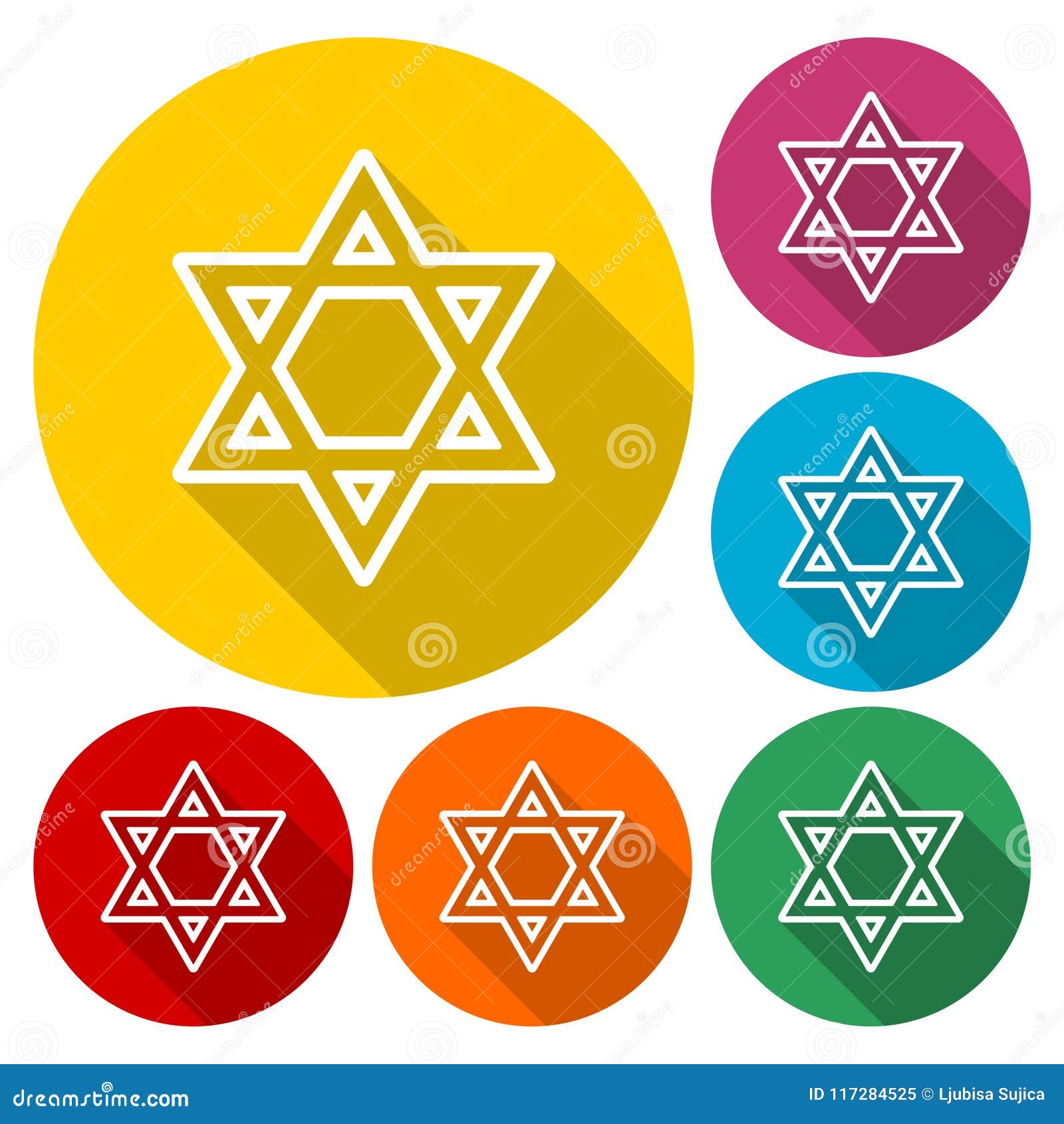 Star of David Icons Set with Long Shadow Stock Vector - Illustration of ...