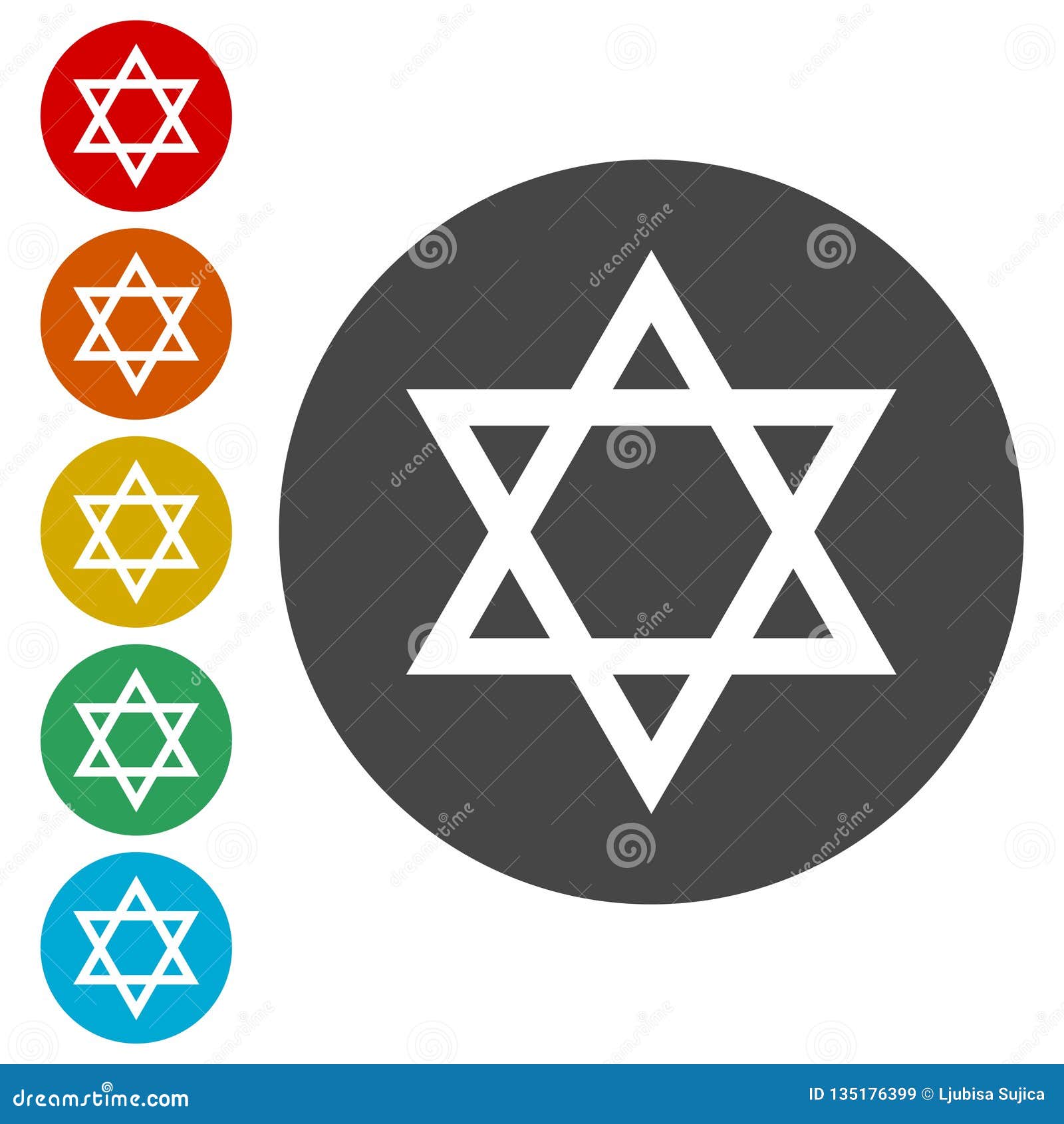 Star of David icons set stock vector. Illustration of arab - 135176399