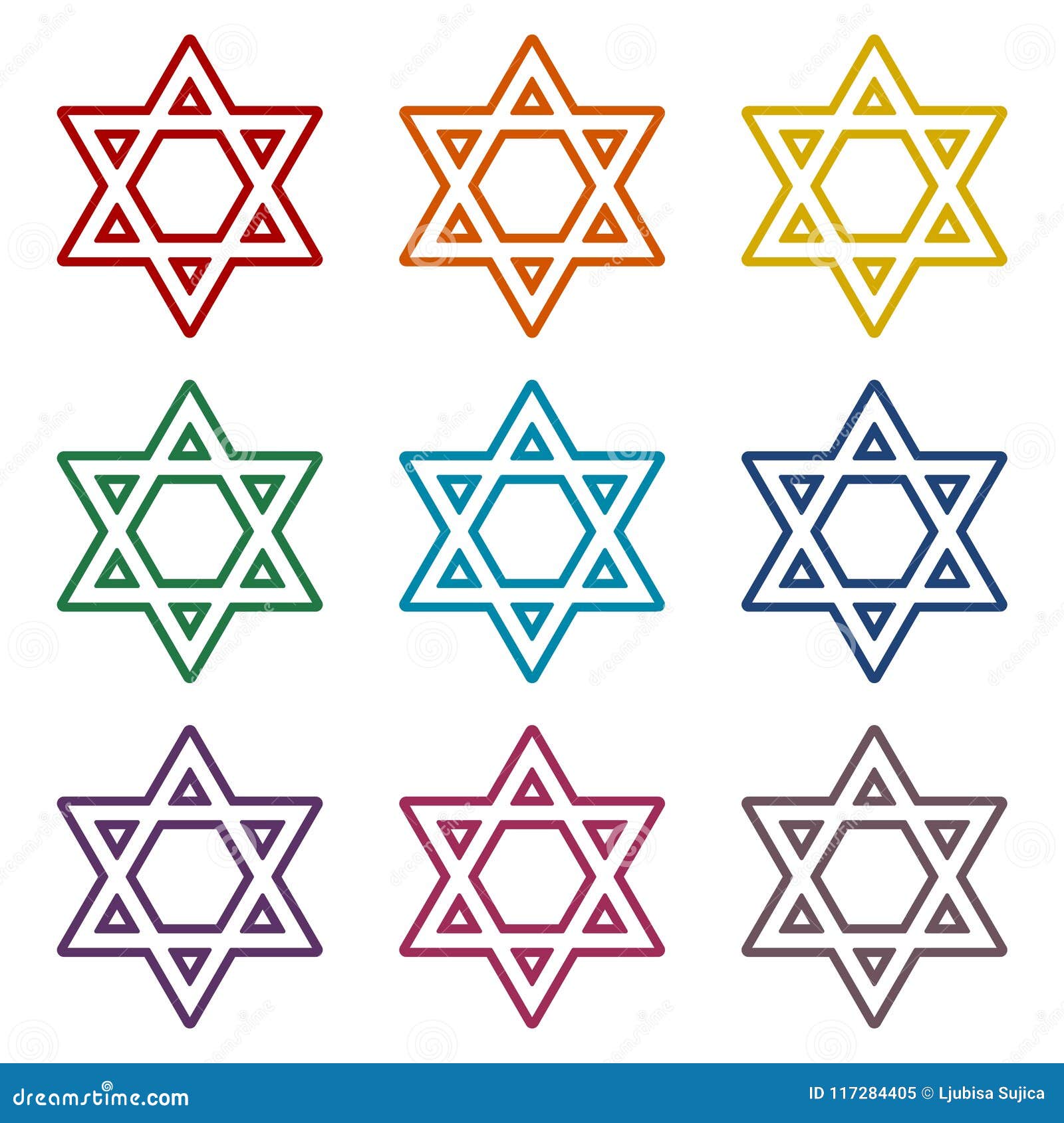 Star of David icons set stock vector. Illustration of hexagram - 117284405