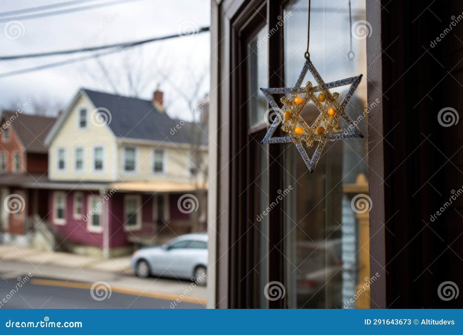 Star of David Ornament Hanging from a Window Stock Image - Image of ...