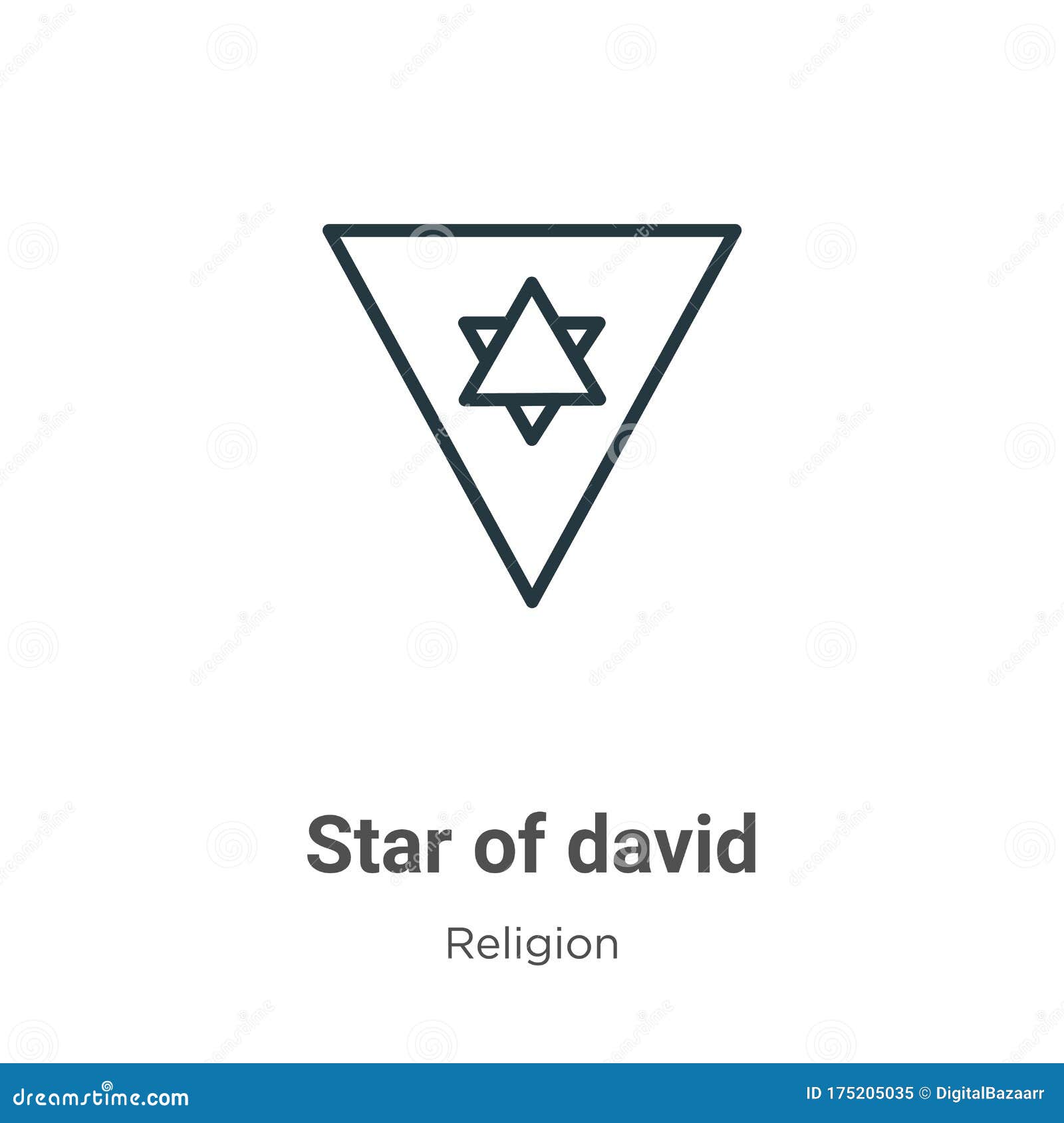 Star of David Outline Vector Icon. Thin Line Black Star of David Icon ...