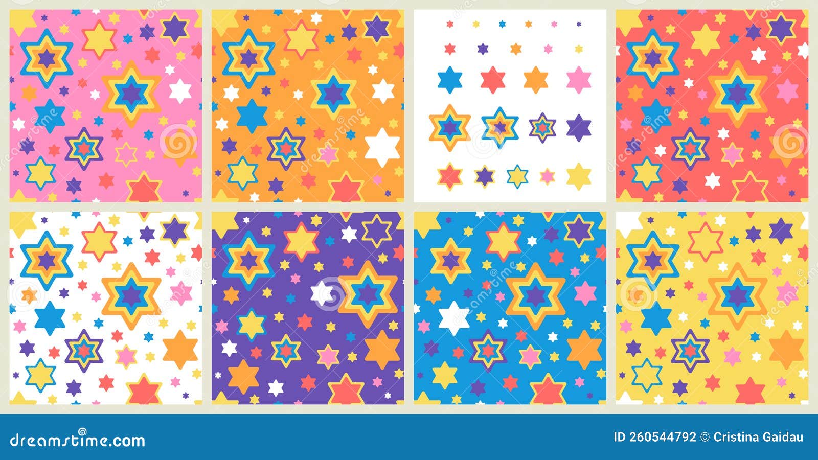 Star of David Seamless Pattern Set Vector Illustration Stock Vector ...