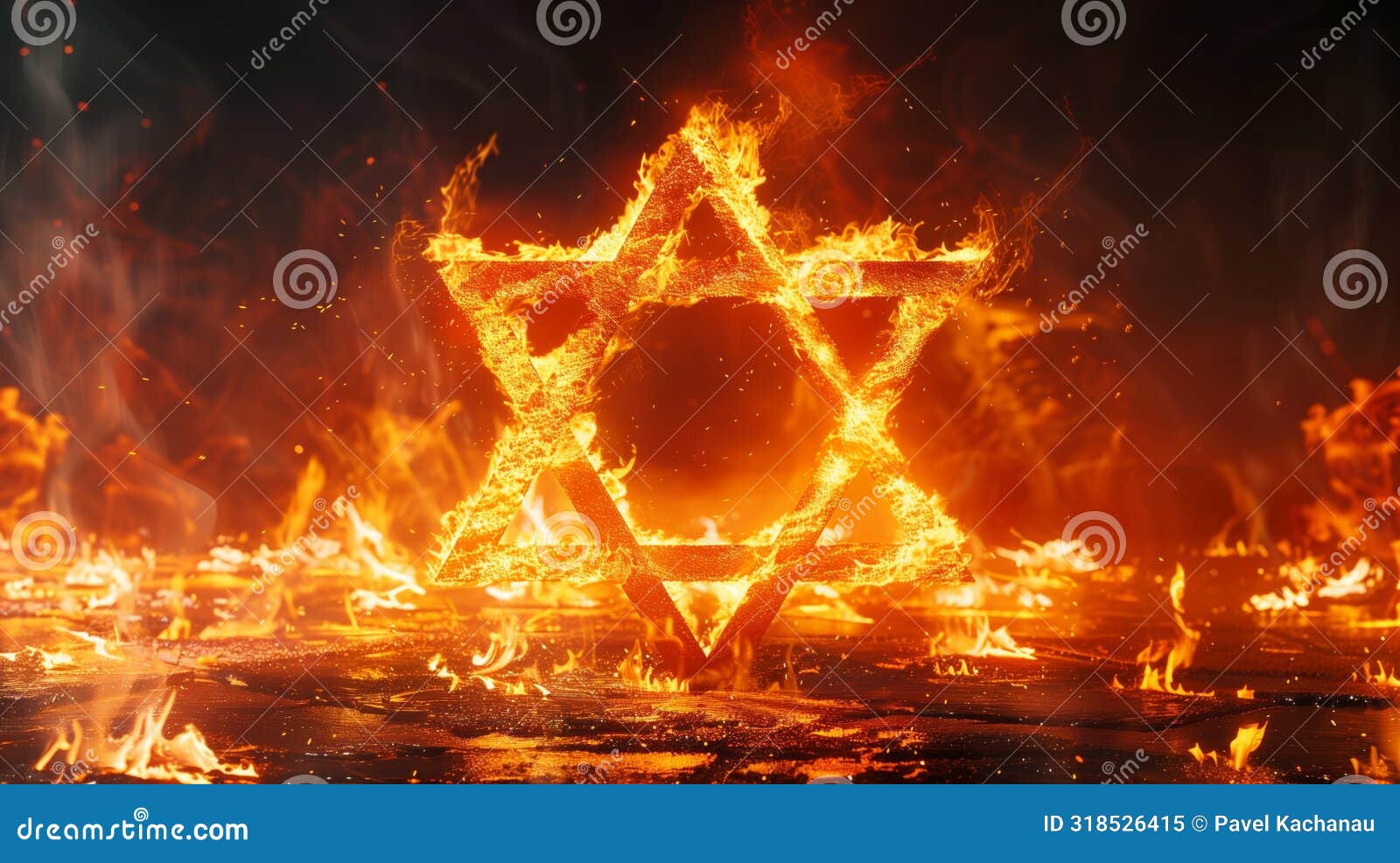 The Star of David Symbol Engulfed in Flames Stock Illustration ...