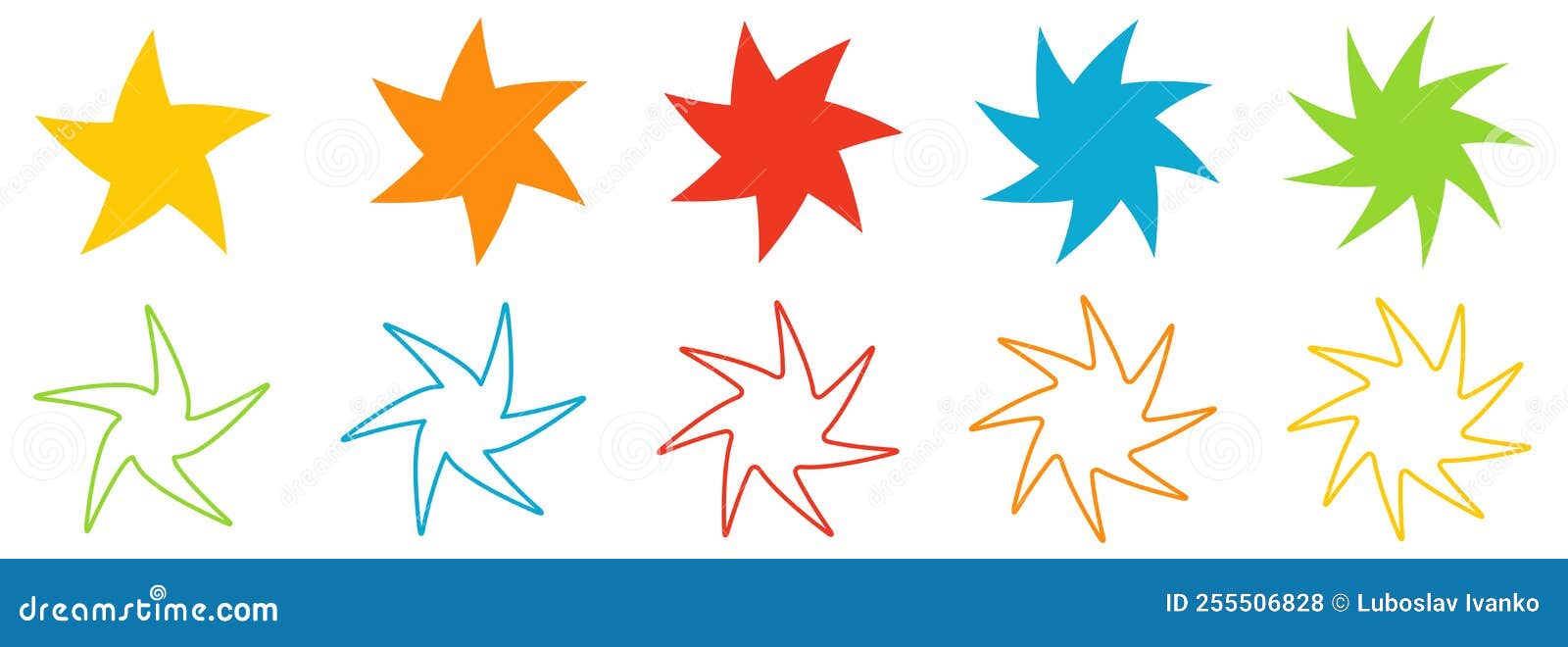 Star with Distorted, Slightly Twisted Spikes, Version with Five To Nine ...