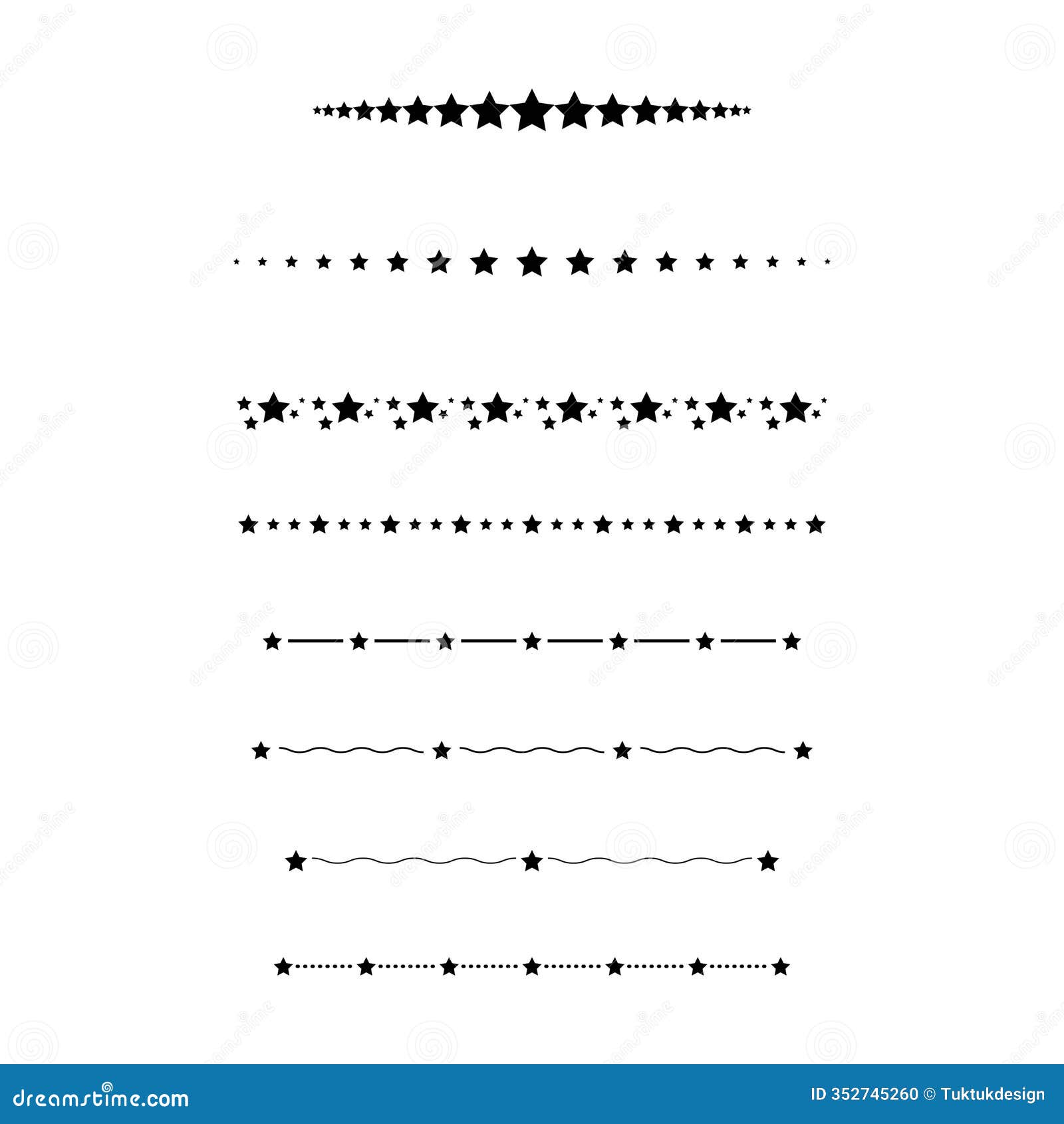Star Divider Border Frame Horizontal Line Vector Shape Icon for ...