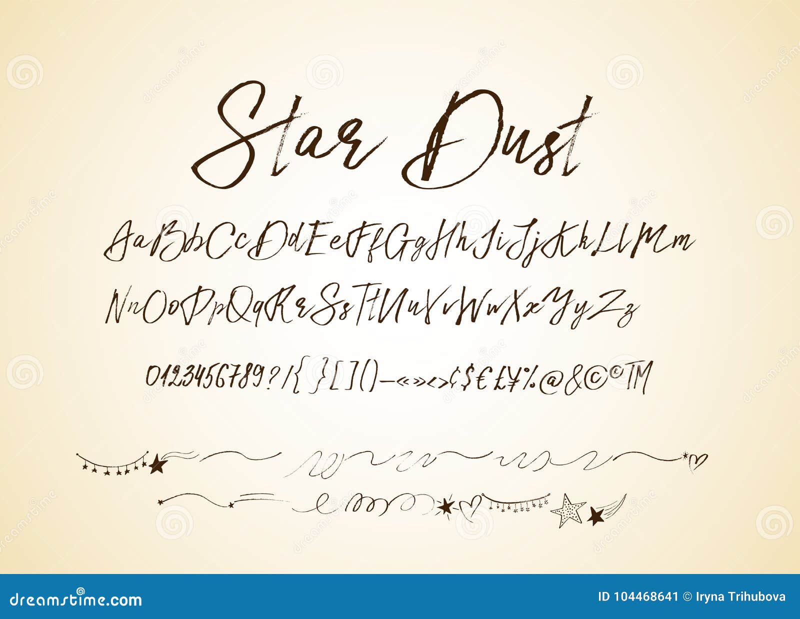 Star Dust. Handdrawn Vector Font. Stock Vector - Illustration of brush ...