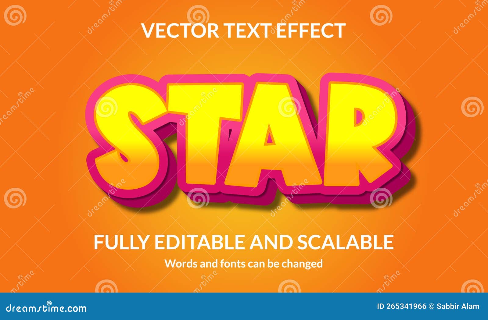 Star Editable 3D Text Style Effect Stock Vector - Illustration of ...