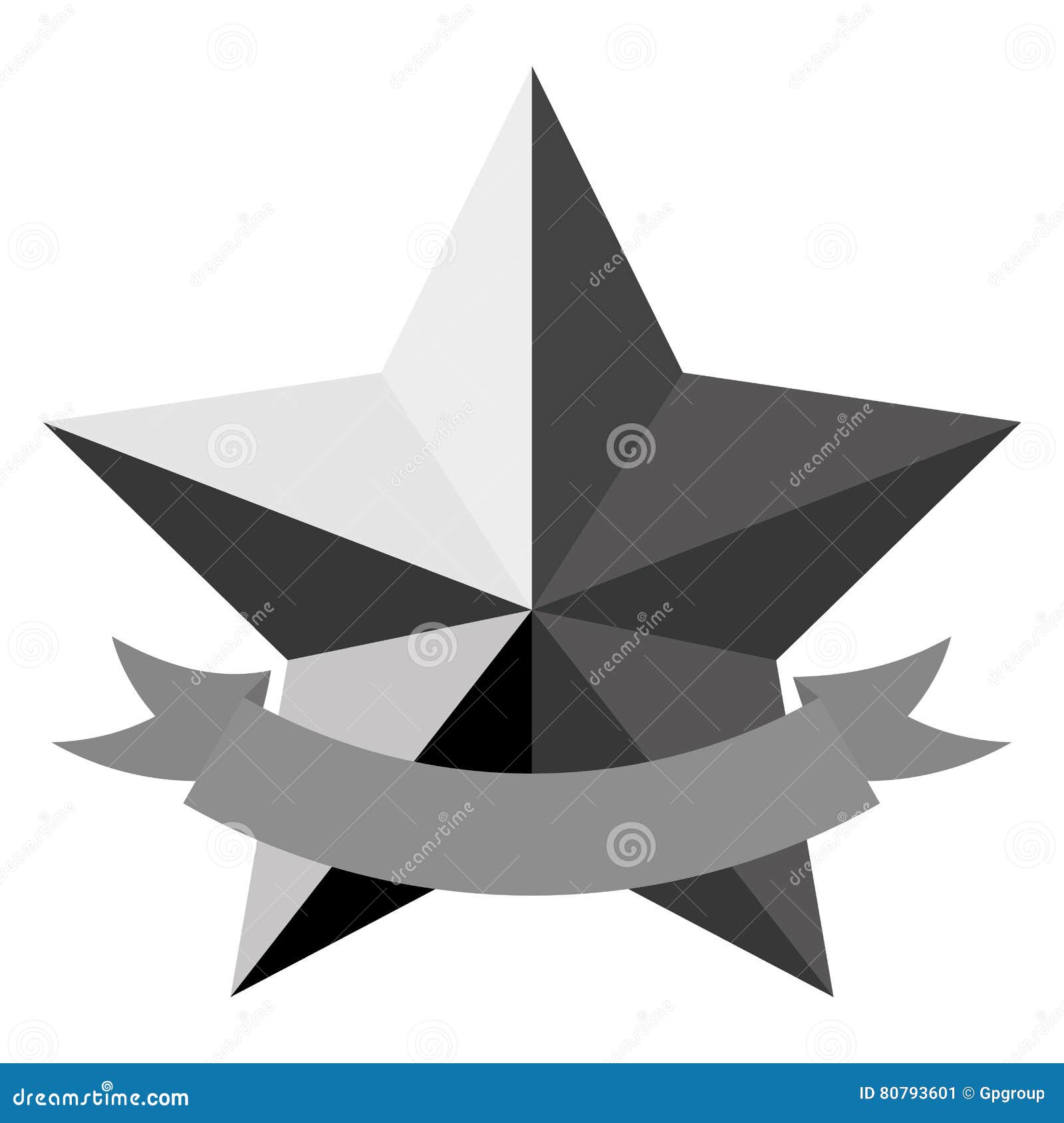 Star Emblem with Banner Icon Image Stock Vector - Illustration of ...