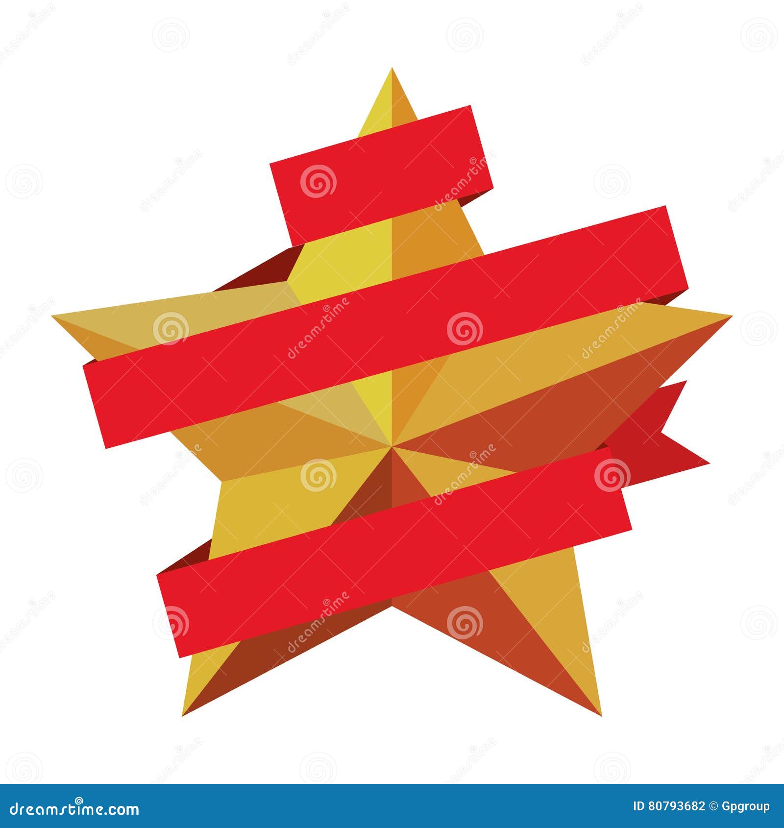 Star Emblem with Banner Icon Image Stock Vector - Illustration of flat ...