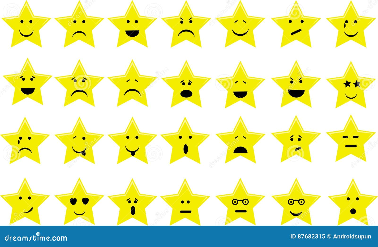 Star Emoticons stock vector. Illustration of buttons - 87682315