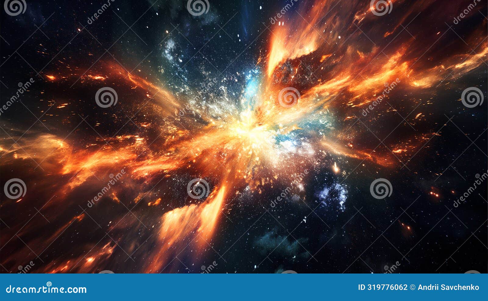 Star Exploding in Space. Cosmic Explosion of a Supernova in Space Stock ...