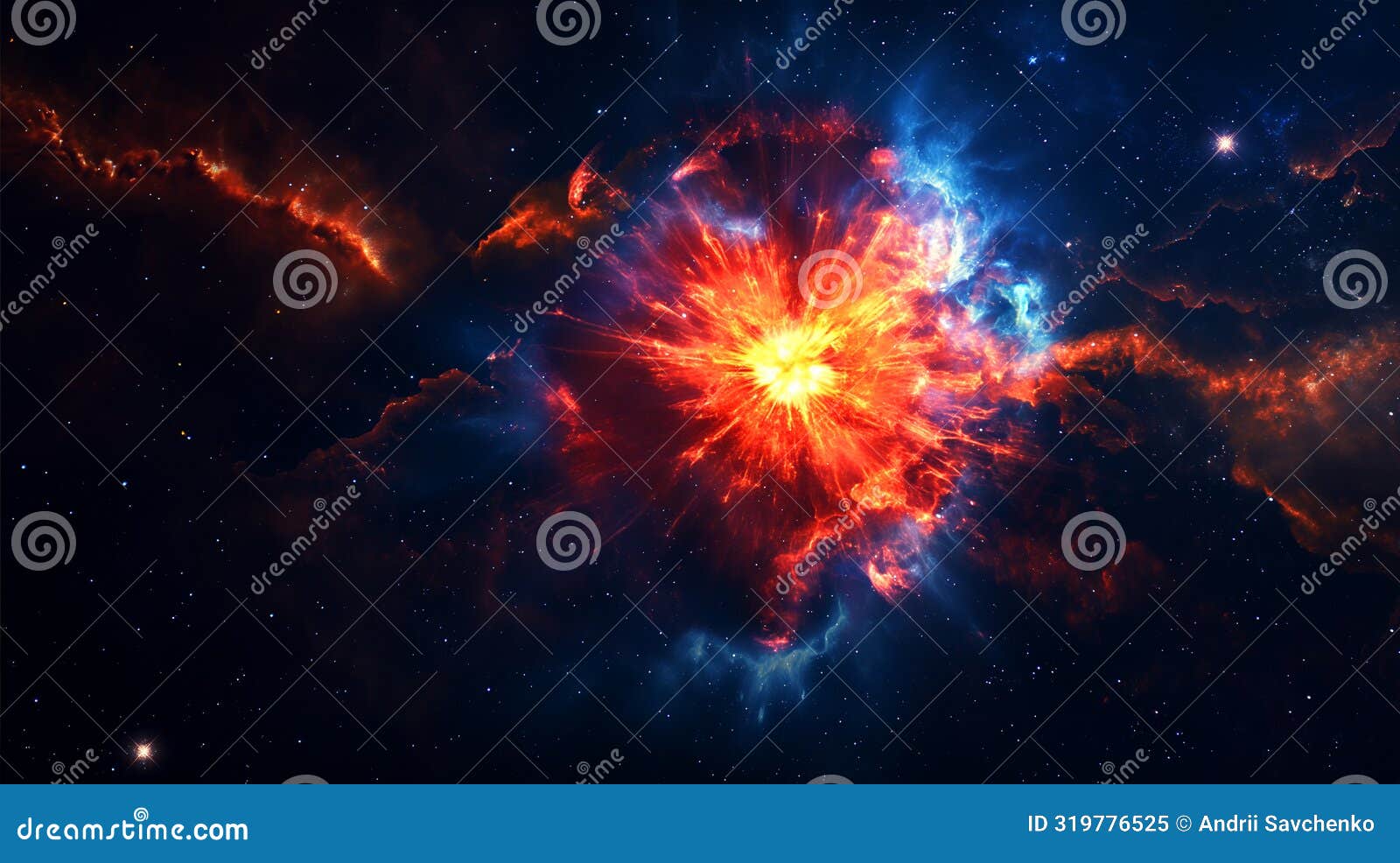 Star Exploding in Space. Cosmic Explosion of a Supernova in Space Stock ...