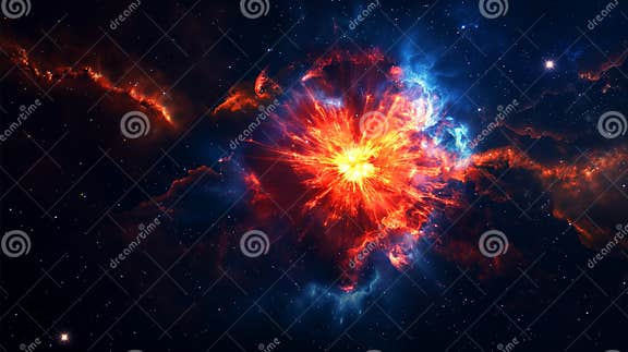 Star Exploding in Space. Cosmic Explosion of a Supernova in Space Stock ...