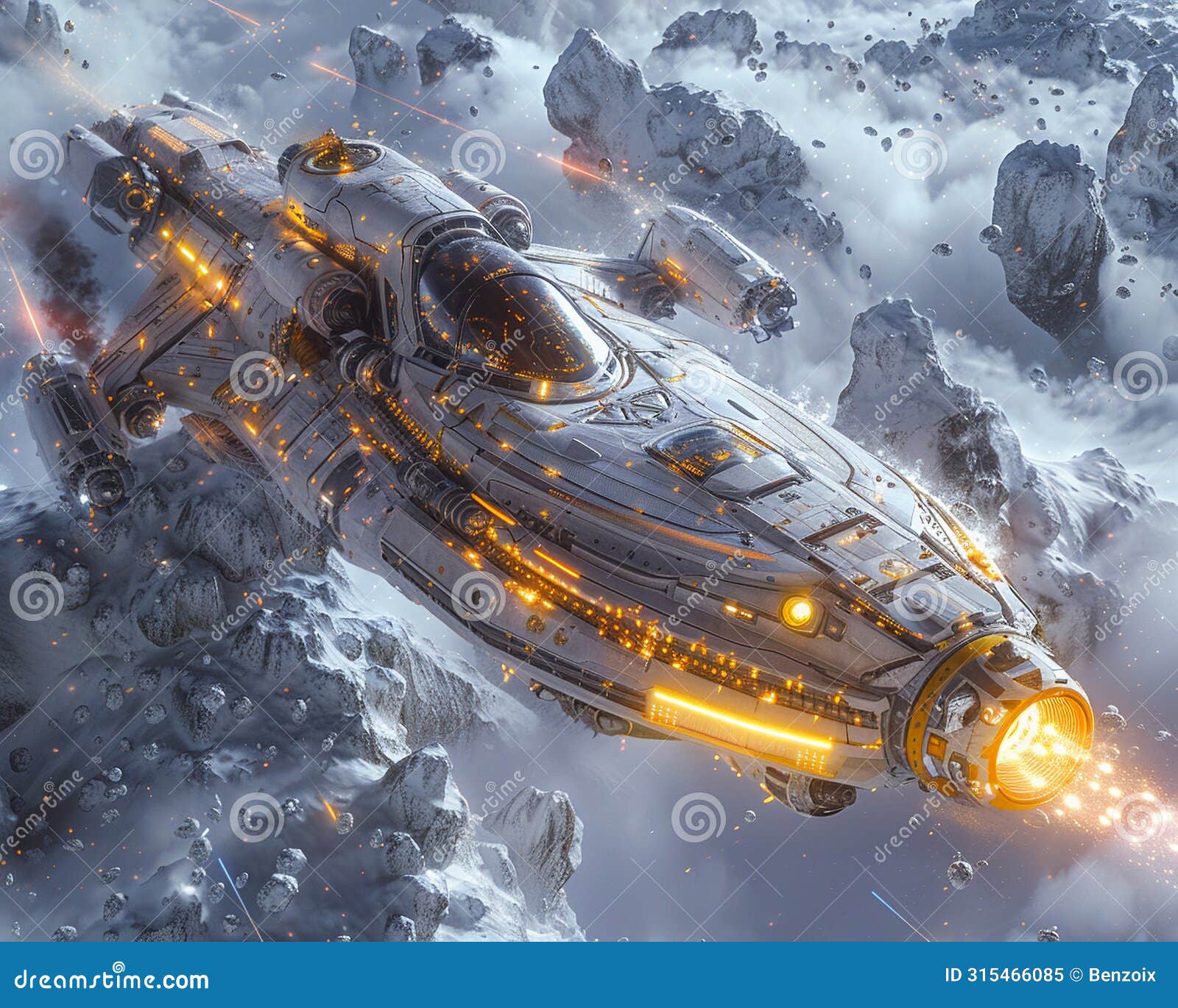 Star Explorer Navigating through an Asteroid Field Stock Image - Image ...