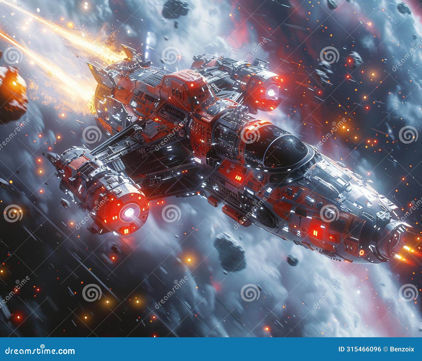 Star Explorer Navigating through an Asteroid Field Stock Photo - Image ...