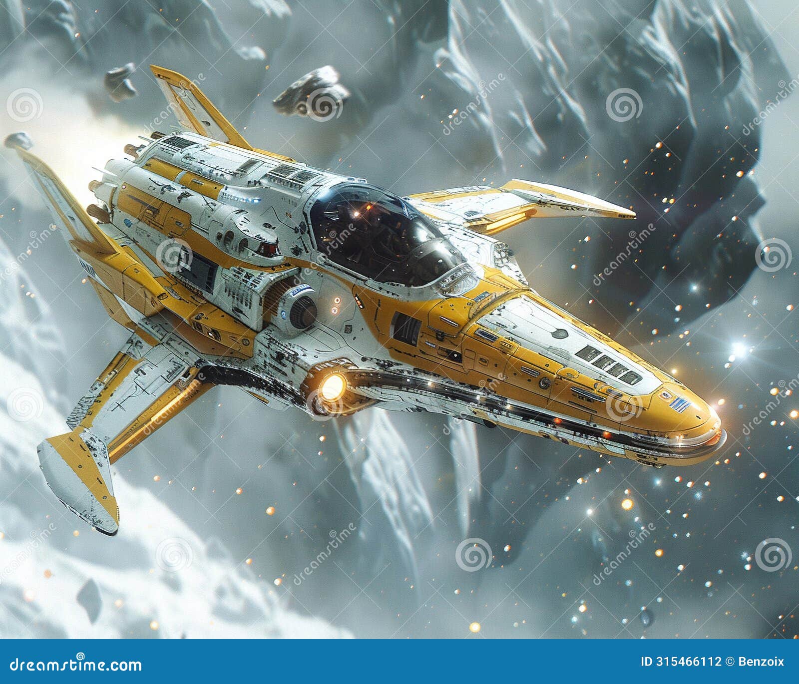 Star Explorer Navigating through an Asteroid Field Stock Photo - Image ...