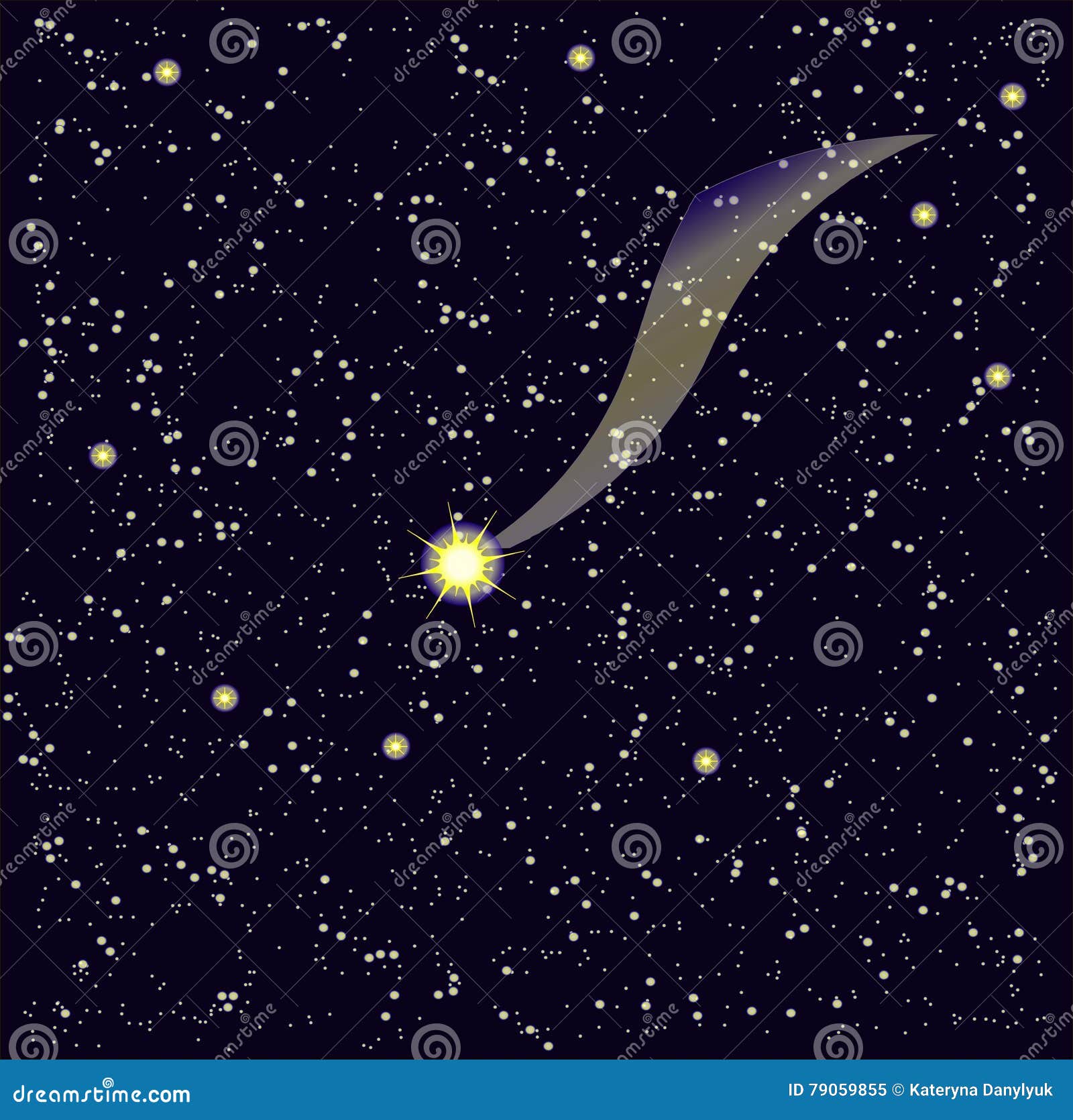 Star Fall On Transparent Background. Vector Comet, Meteor Or Asteroid ...