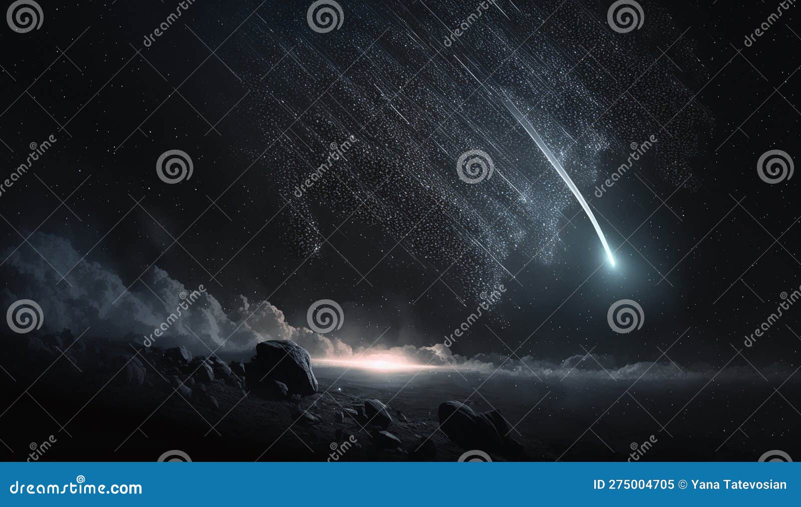 A Star Falls To Earth. Generative Ai, Stock Illustration - Illustration ...