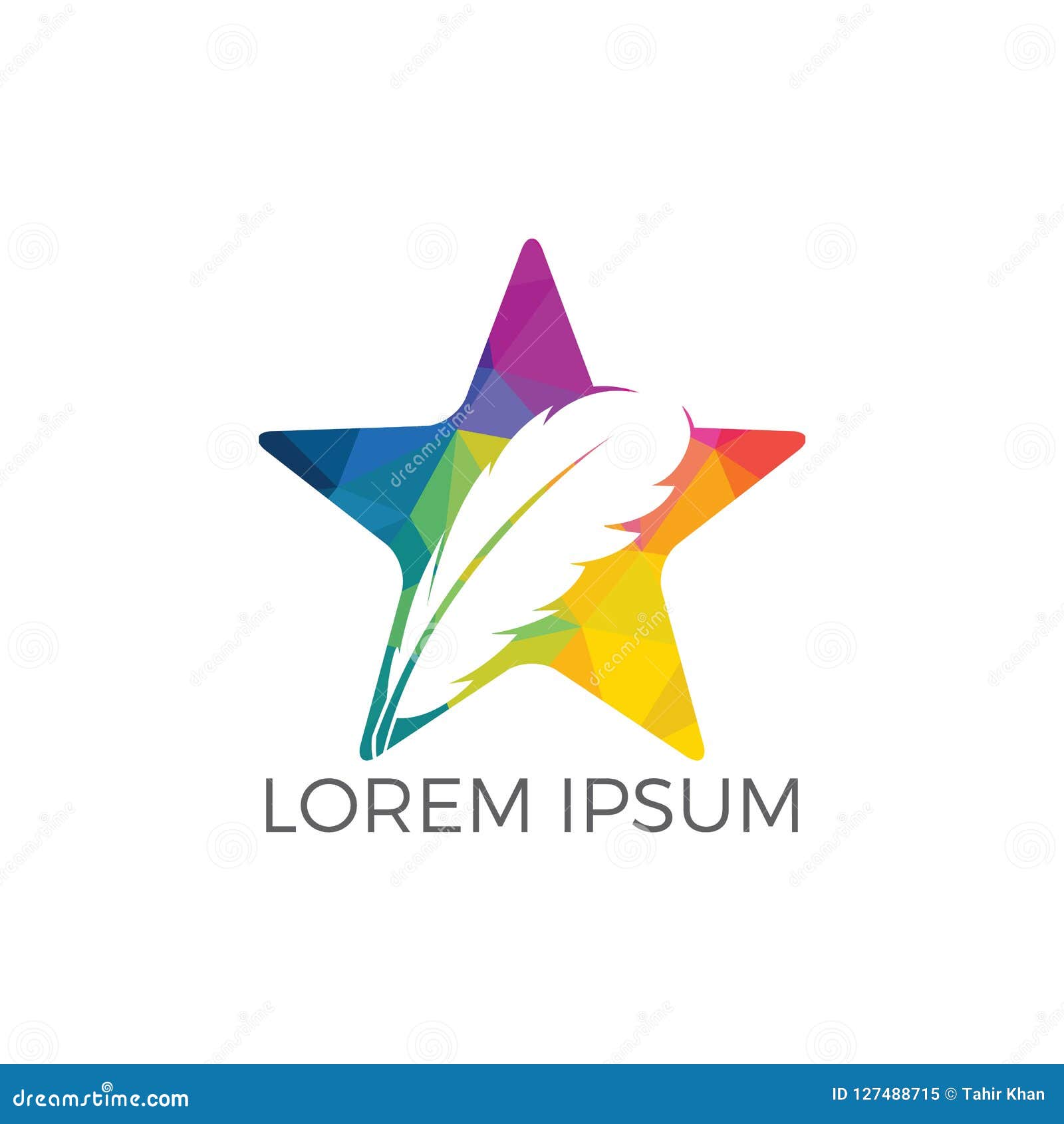 Star feather logo design. stock vector. Illustration of heart - 127488715