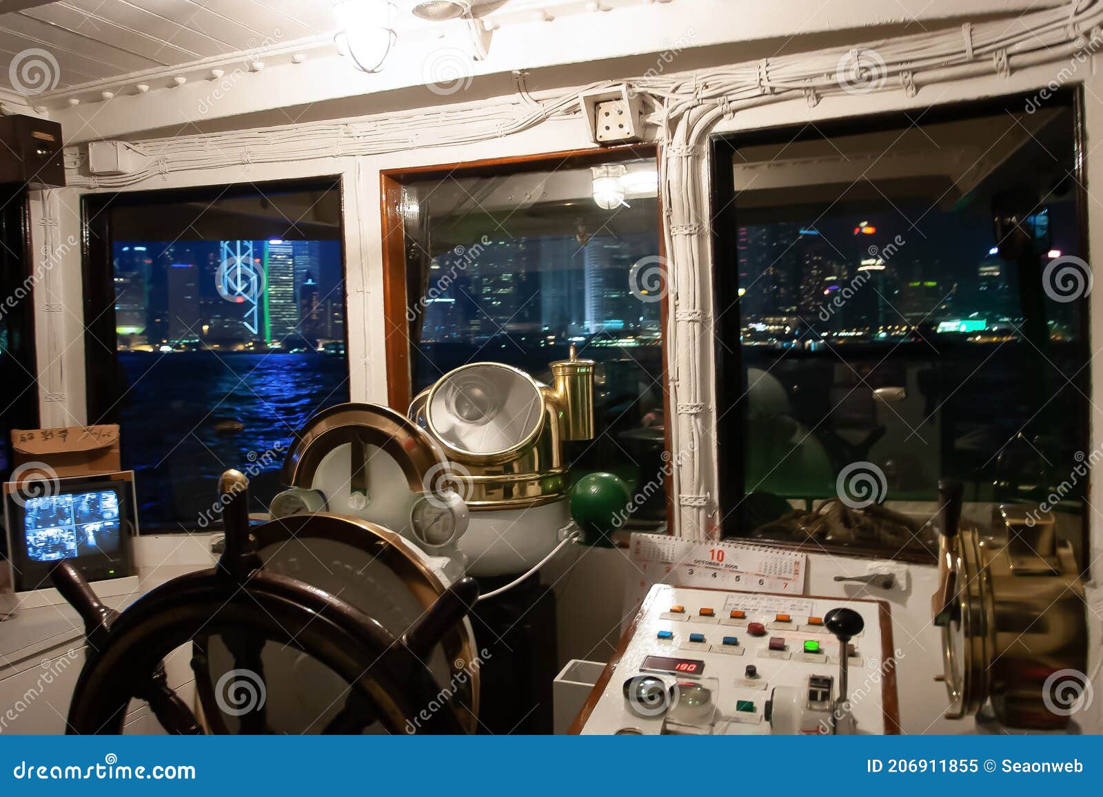 The Star Ferry Cockpit at Night , Hong Kong 28 Oct 2006 Stock Image ...