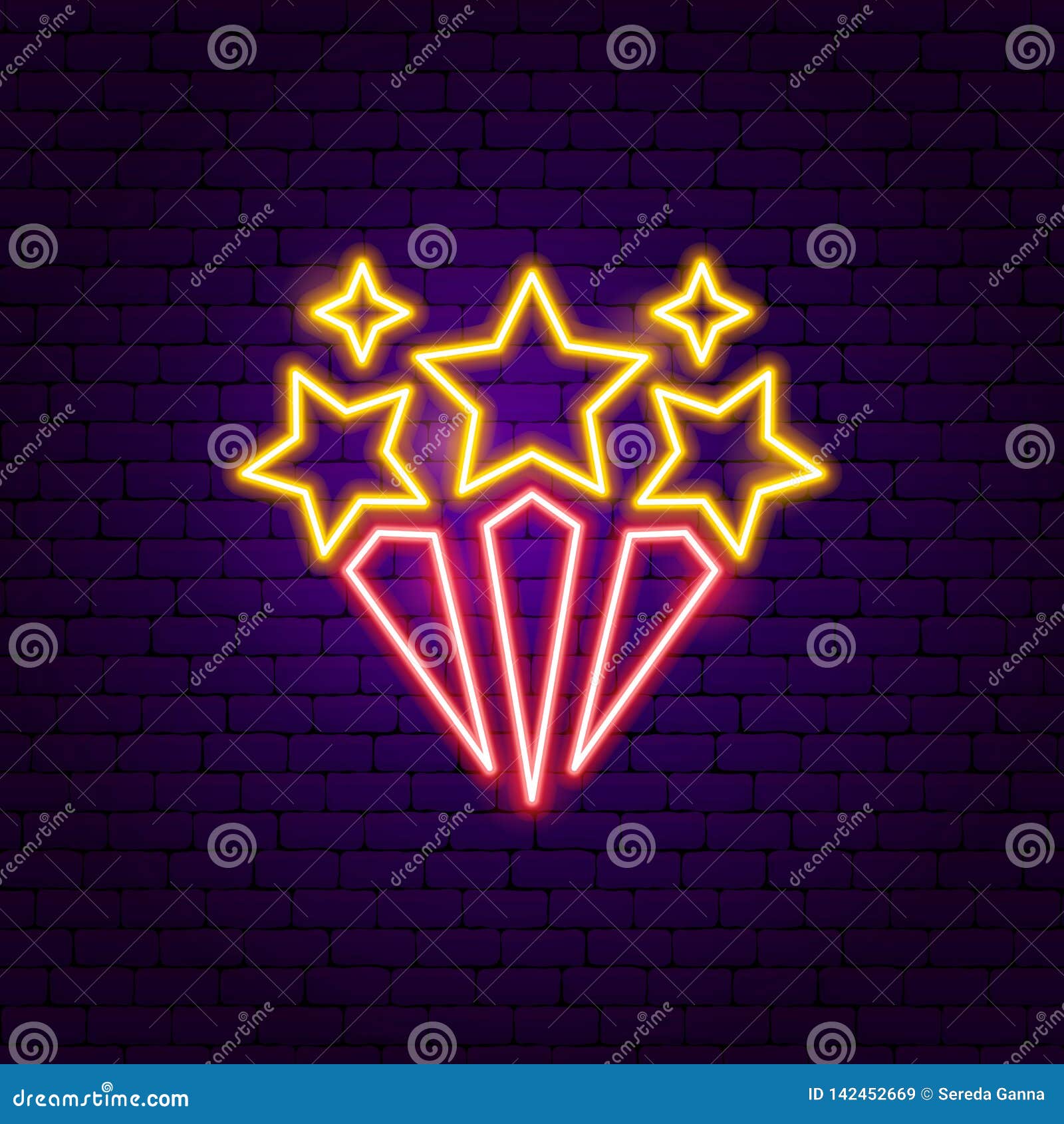 Star Fireworks Neon Sign stock vector. Illustration of bright - 142452669