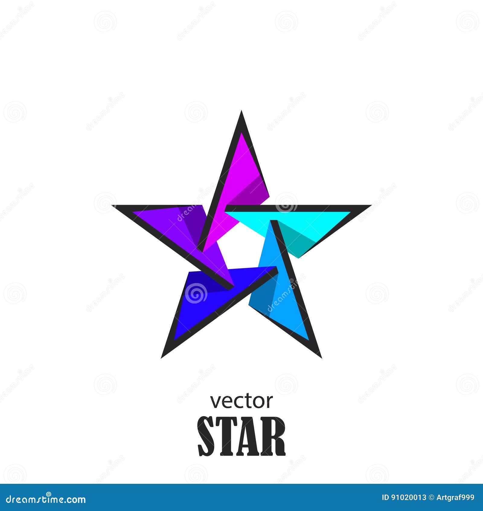 Star Flat 3D Abstract Symbol. Popularity Concept Stock Vector ...