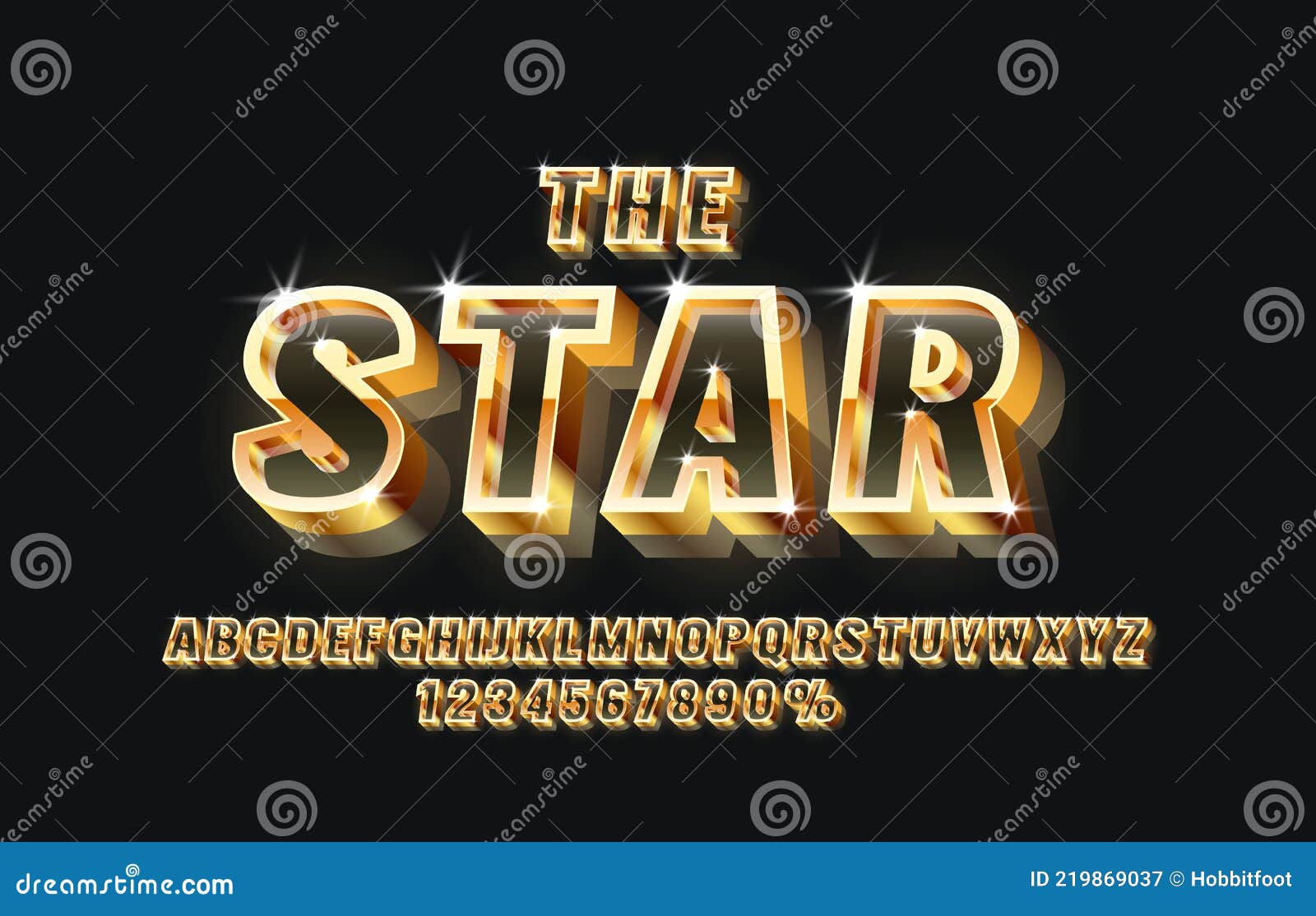The Star Font Set Collection, Letters and Numbers Symbol. Vector Stock ...
