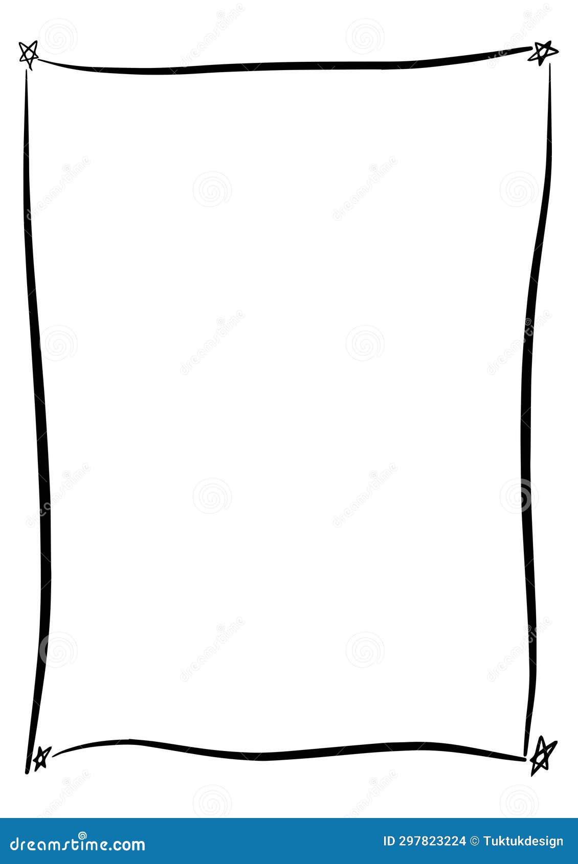 Star Frame Border, Hand Drawn Vertical Abstract Decorative Vintage ...