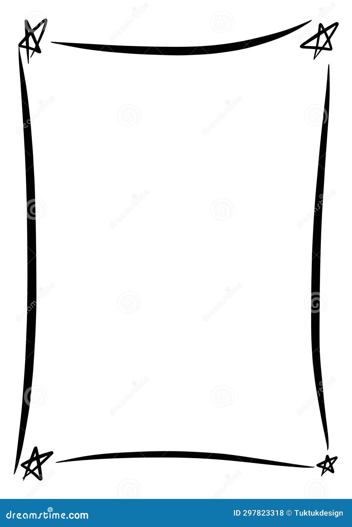 Star Frame Border, Hand Drawn Vertical Abstract Decorative Vintage ...