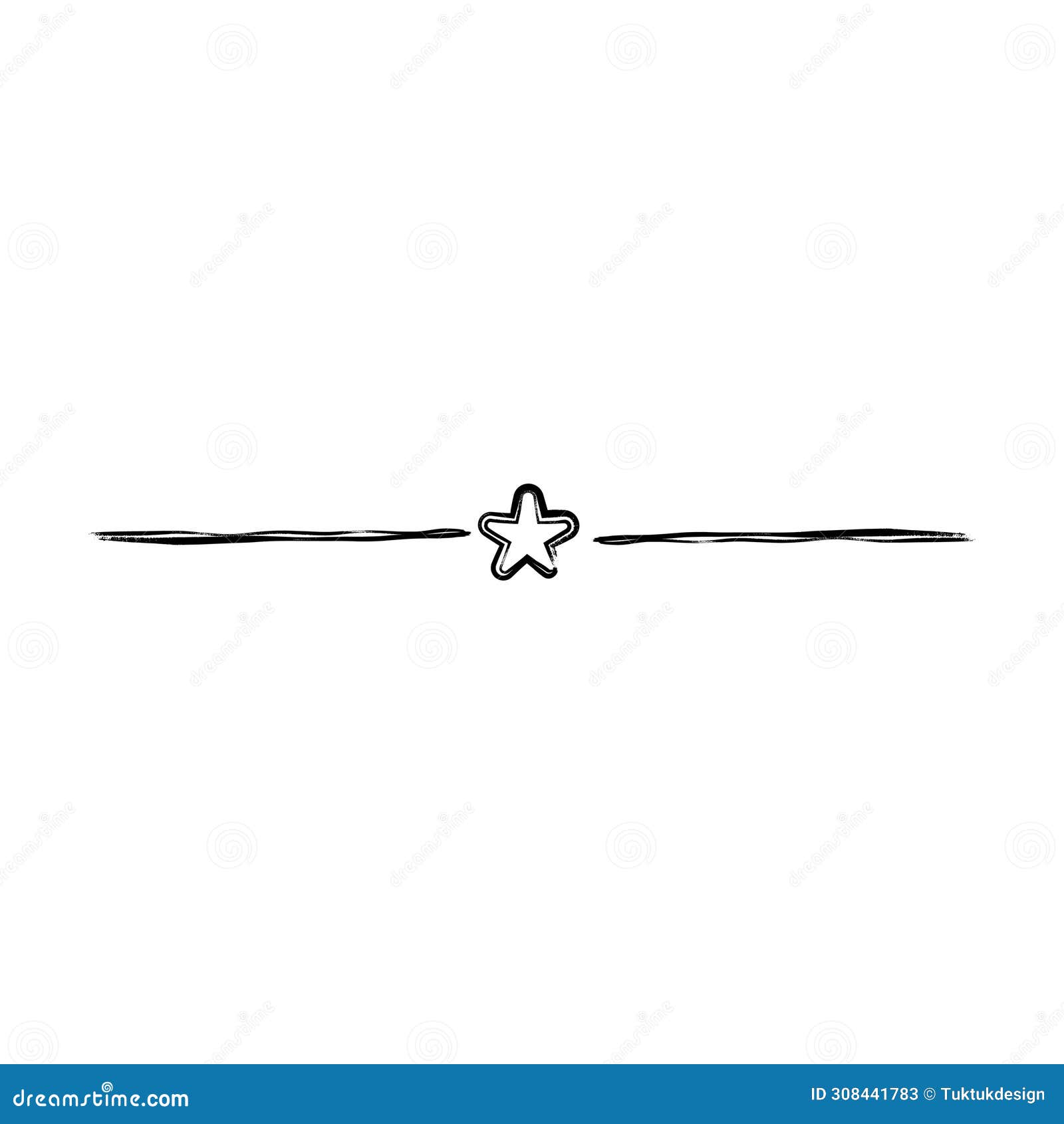 Star Frame Divider Border Hand Drawn Horizontal Line Vector Shape Icon ...
