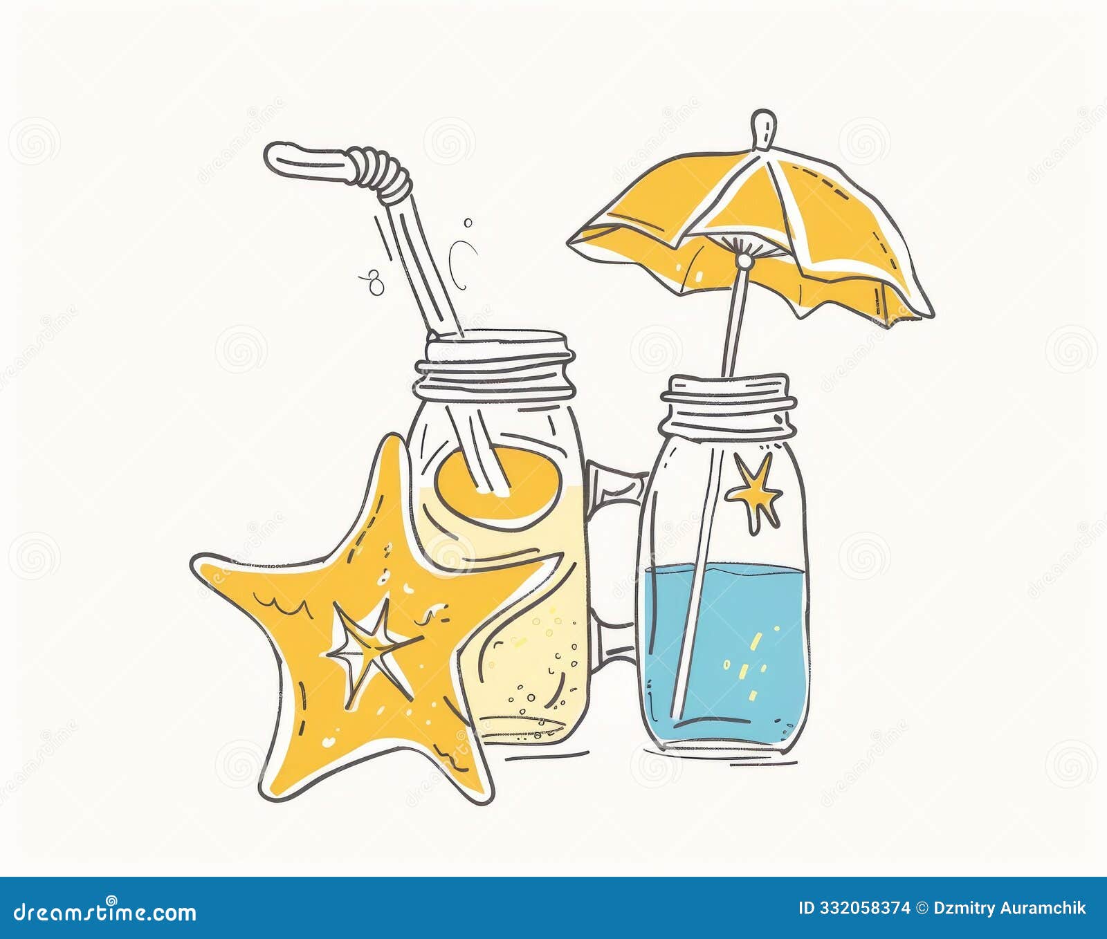 Star Fruit Juice Outline Modern Illustration. Continuous Line Drawing ...