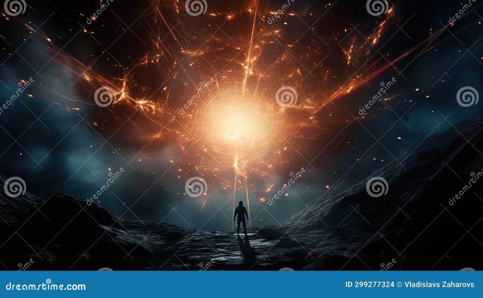 A Star Giant Emitting Plasma Streams Around Him Stock Illustration ...